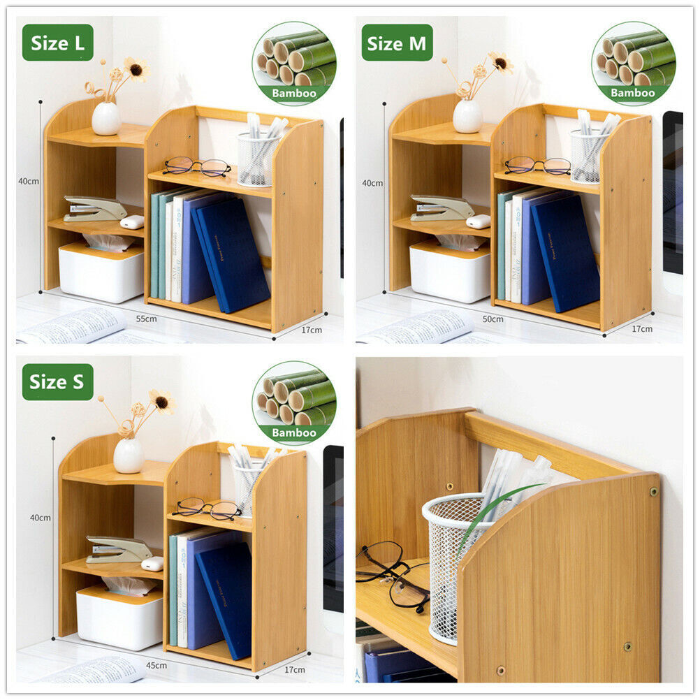 WOWMART.COM.AU -Bamboo Desk Book Shelf File Storage Organizer Rack ...
