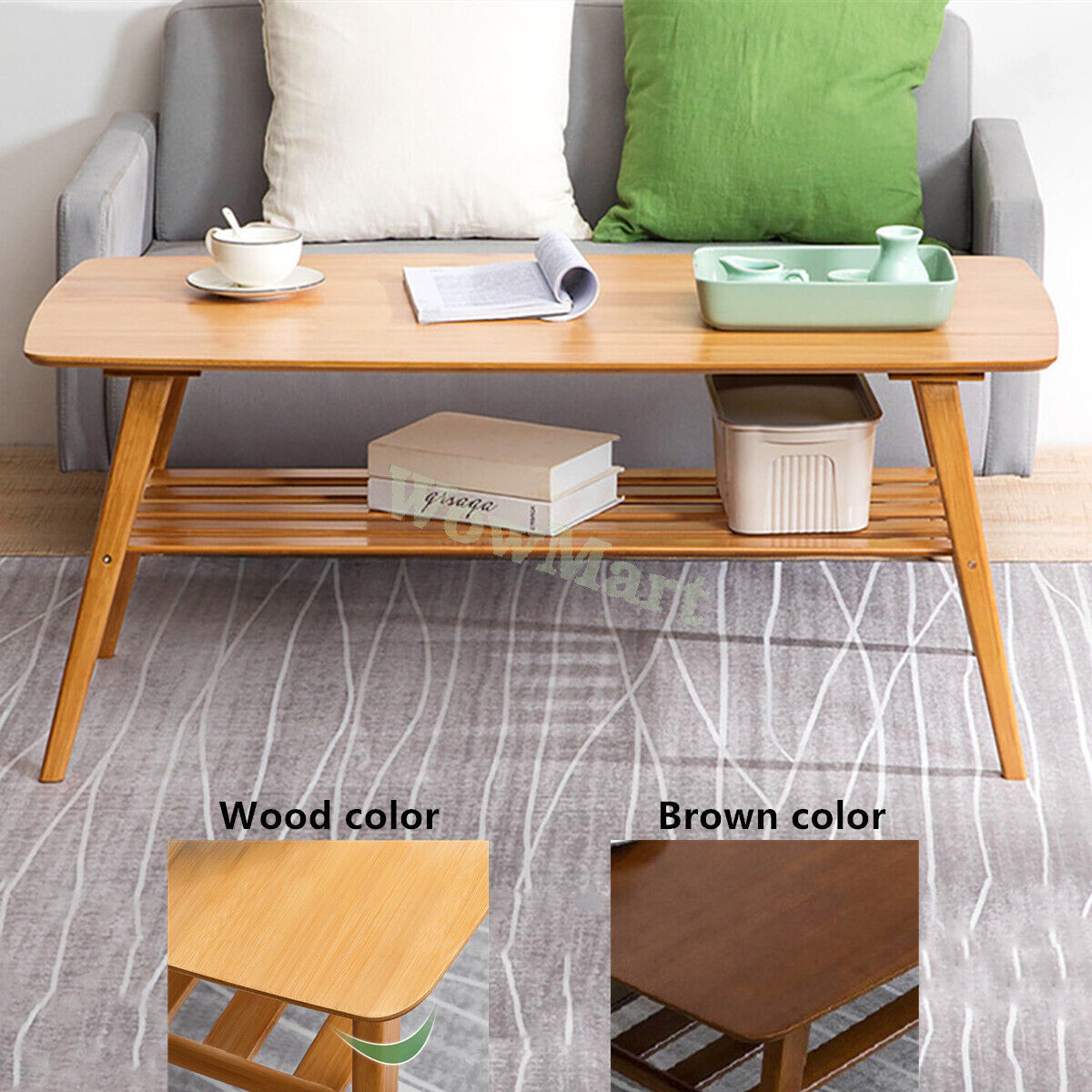 WOWMART.COM.AU -Household Living Room Modern 2-Tier Bamboo Coffee Tea ...