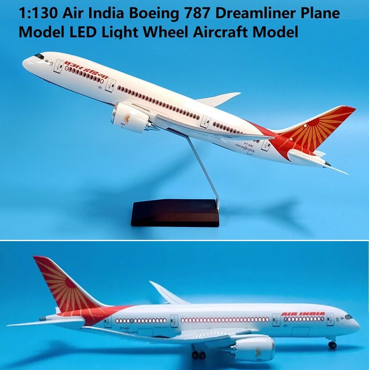 1:130 Air India Boeing 787 Dreamliner Plane Model LED Light Wheel ...