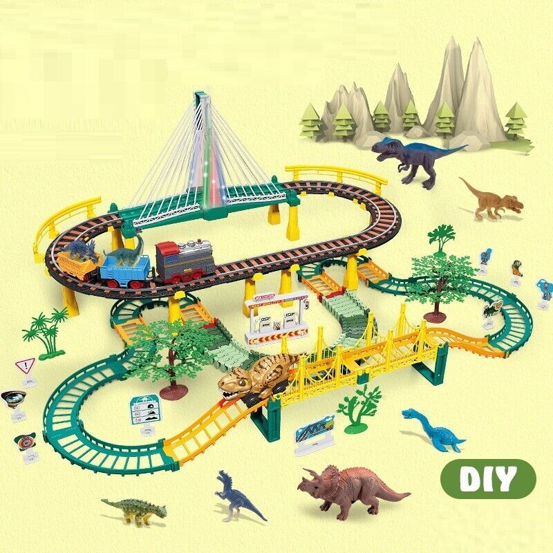 WOWMART.COM.AU -Jurassic Park Dinosaur World DIY Battery Dinosaur Car Track Train Railway Track