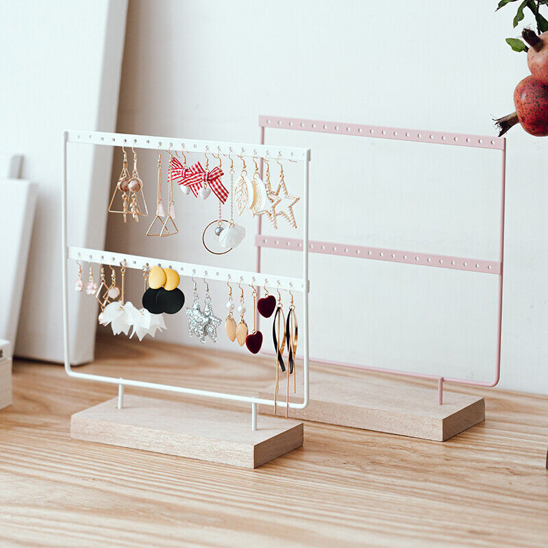 Wooden Earring Display Stand Holder Jewellery Necklace Rack Organizer ...
