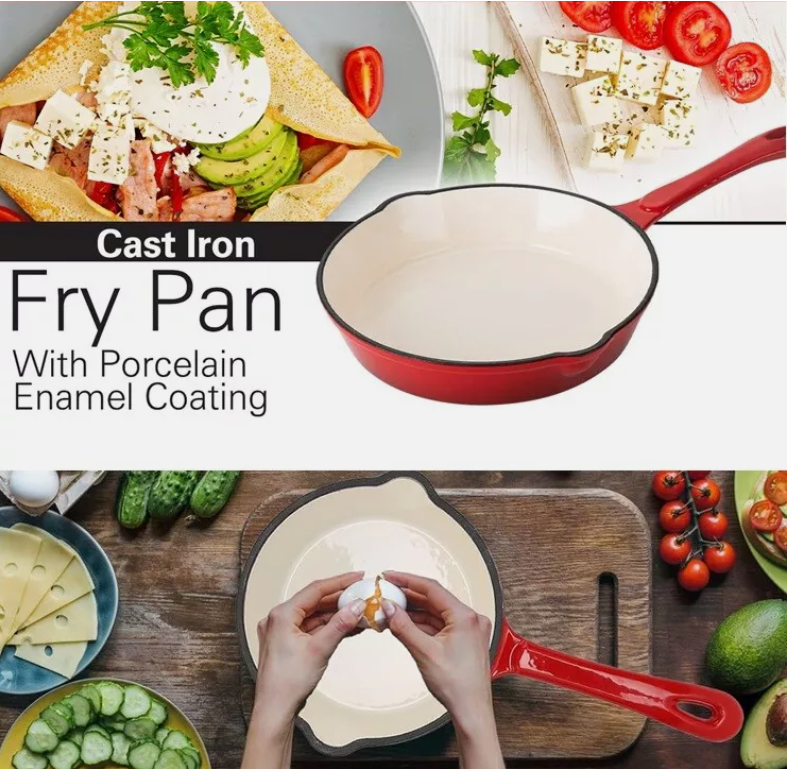 WOWMART.COM.AU- Cast Iron Nonstick Enameled Coating Frying Pan Skillet ...