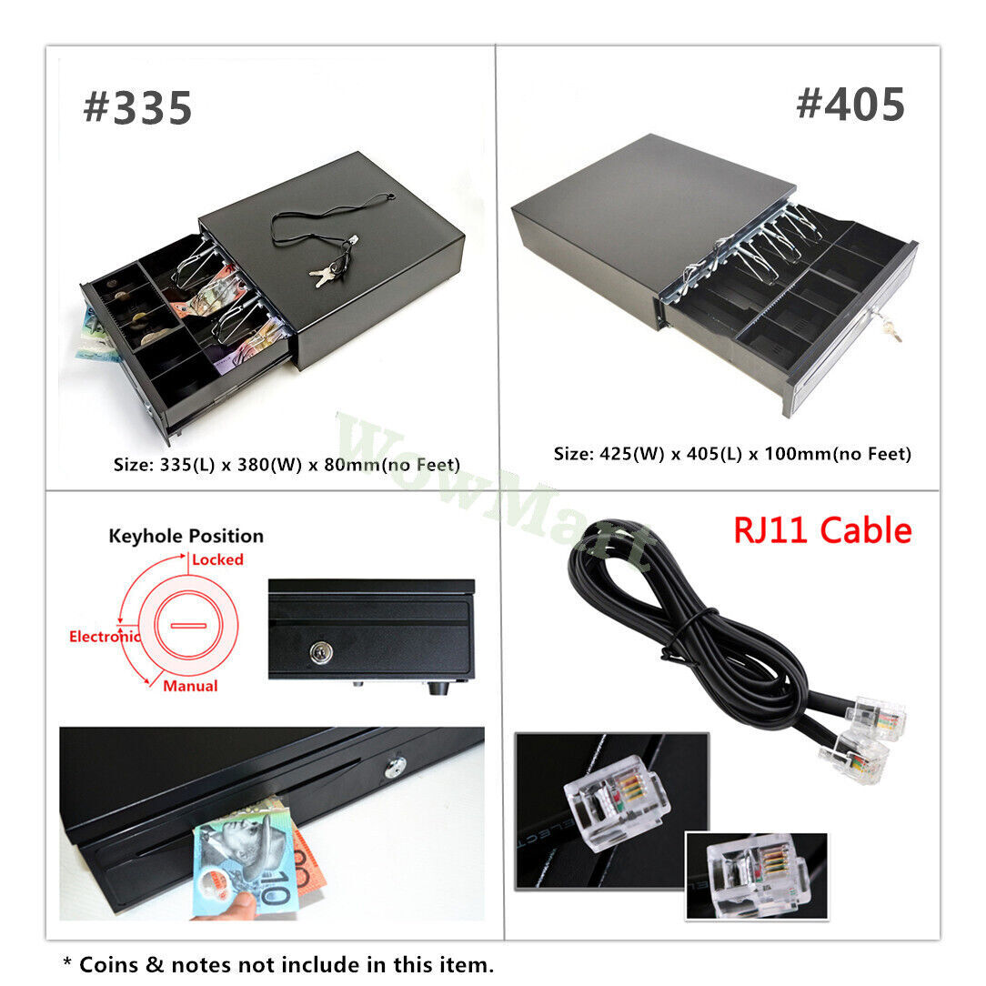 Heavy Duty POS Cash Register Drawer 4-5 Bill 5 Coin Cash Drawer Tray ...