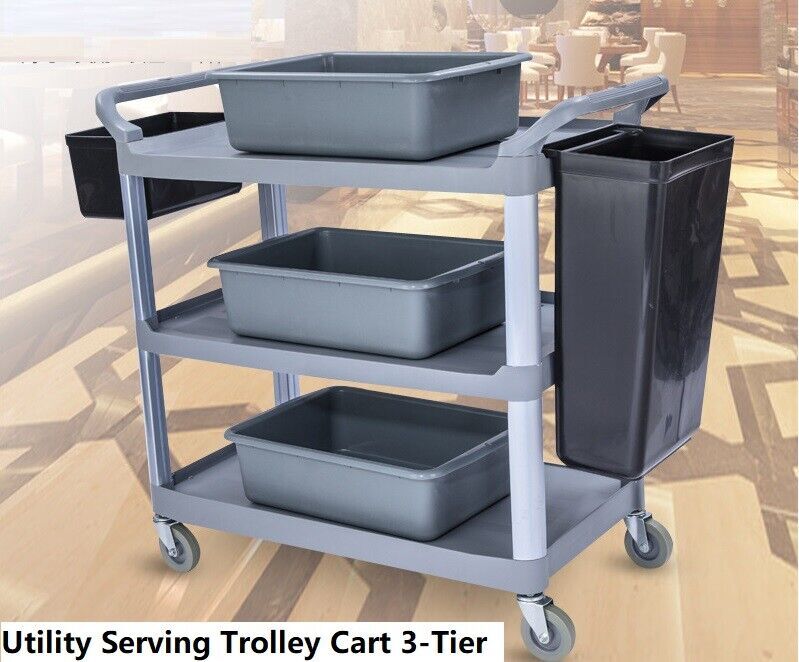 WOWMART.COM.AU -3 Tier Service Trolley Cart Restaurant Kitchen Serving ...