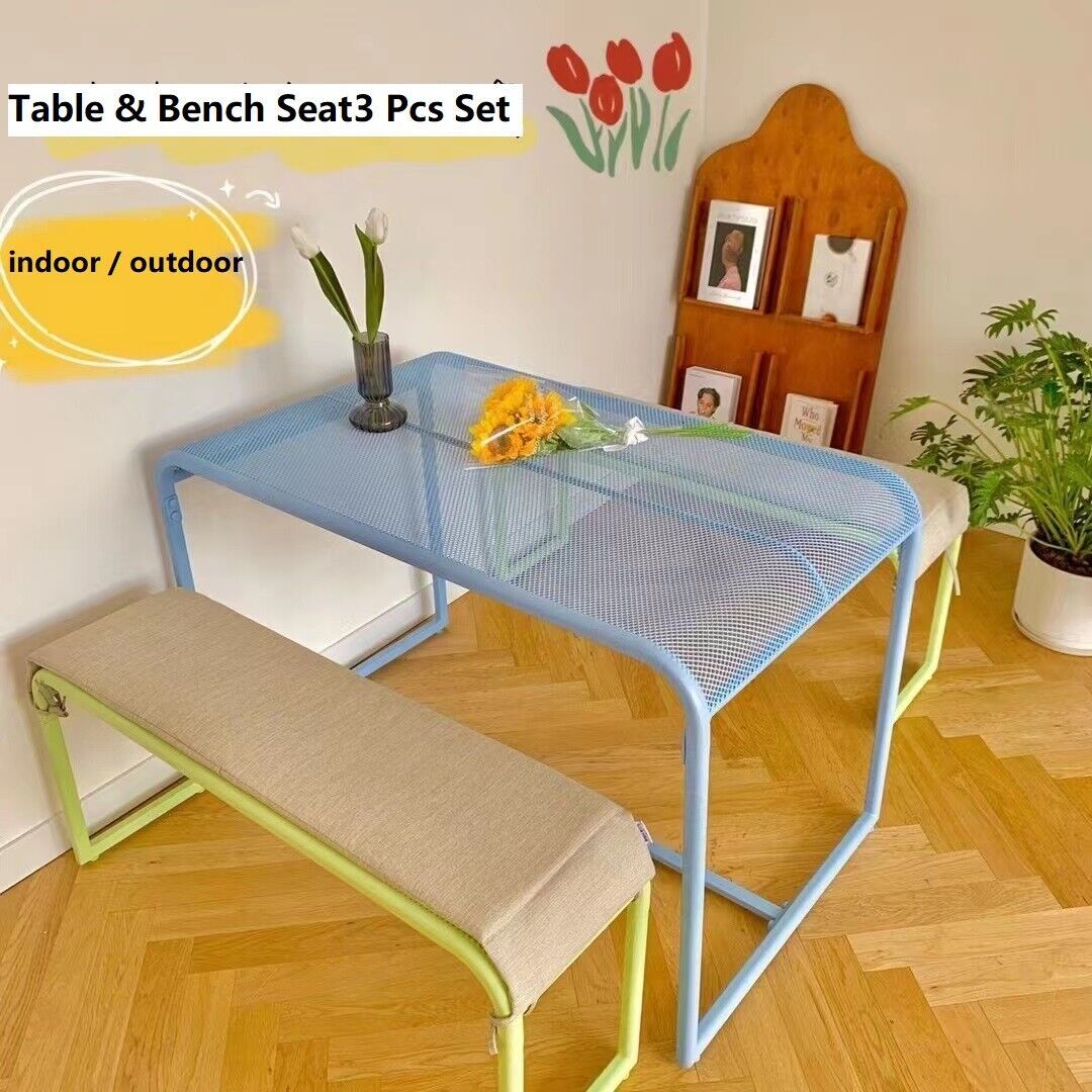 WOWMART.COM.AU -Indoor Outdoor Metal Mesh Kid Adult Study Table & Bench ...